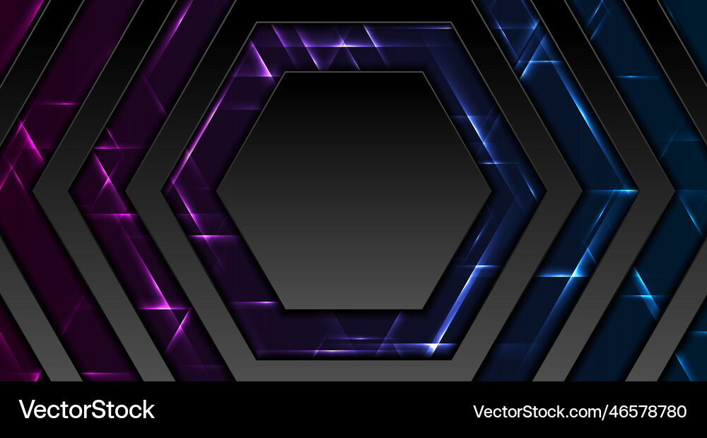 Black hexagon and arrows abstract tech banner Vector Image