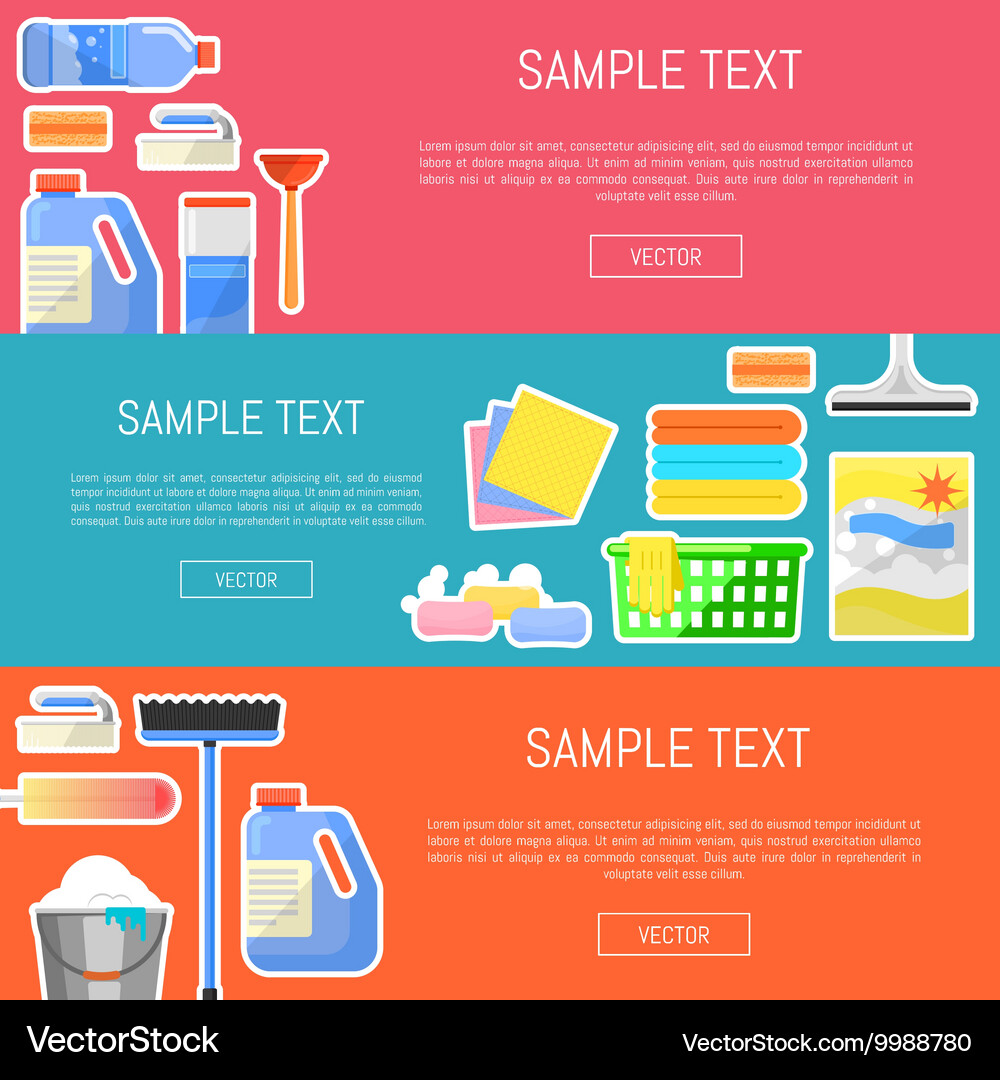 Cleaning icons on banner Royalty Free Vector Image
