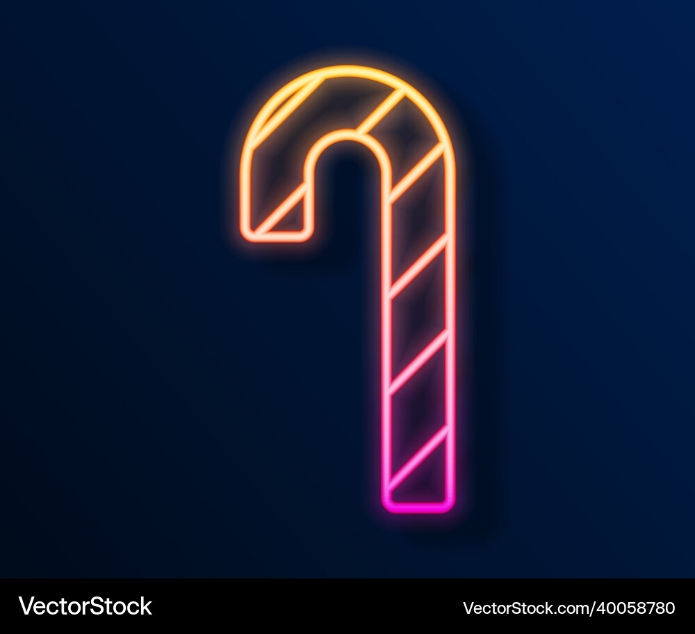 Glowing neon line christmas candy cane Royalty Free Vector