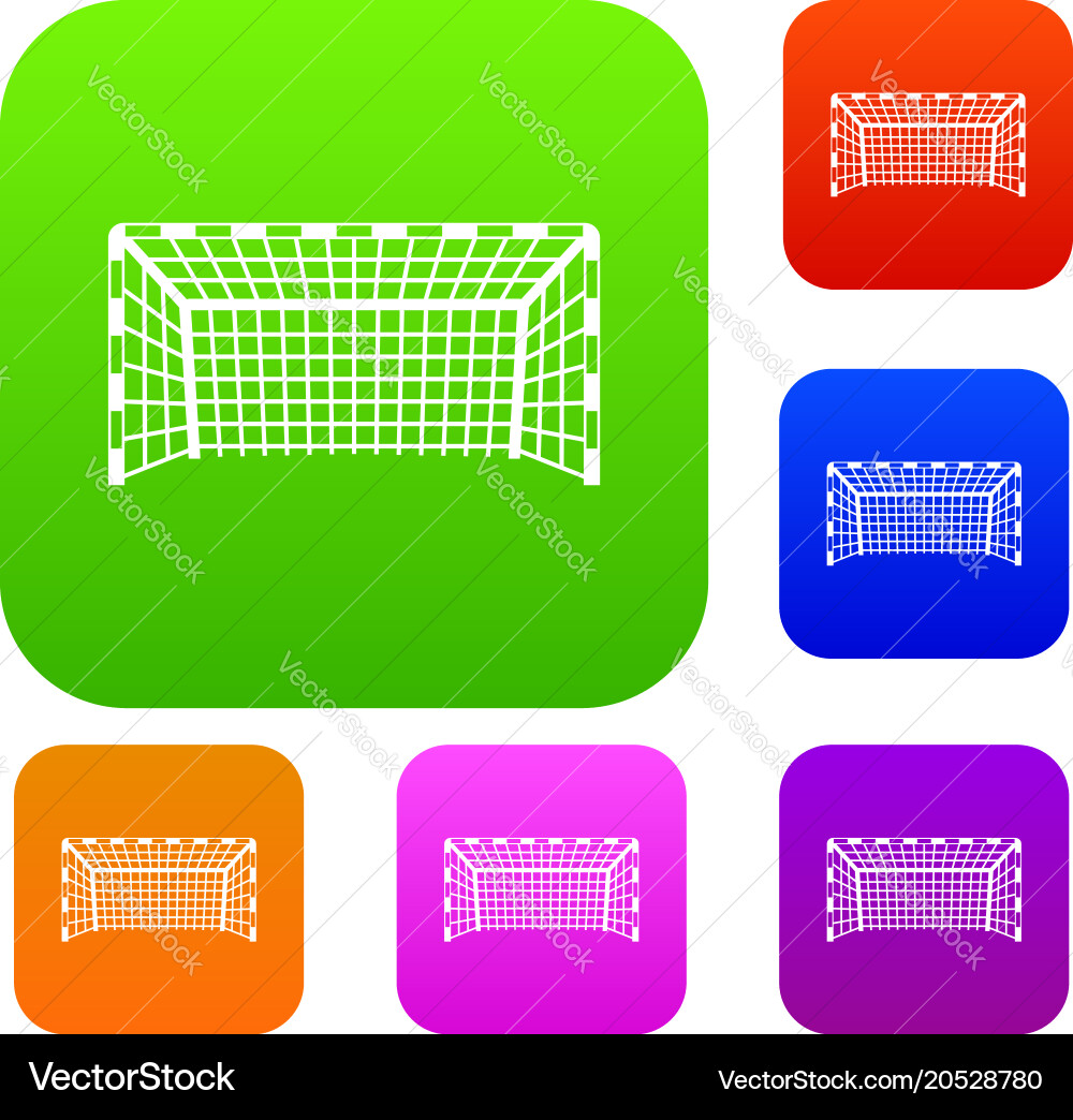Goal post set color collection Royalty Free Vector Image