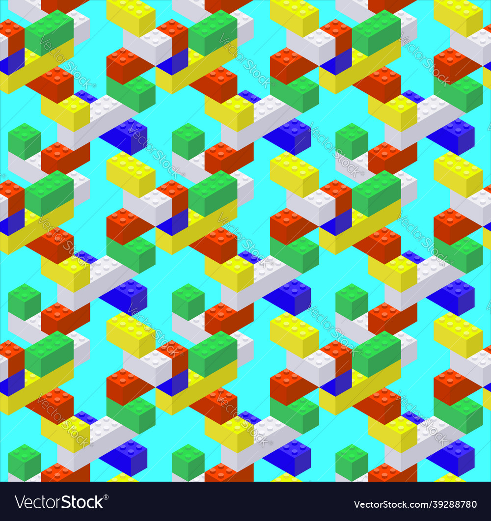 Isometric seamless pattern from colored plastic Vector Image