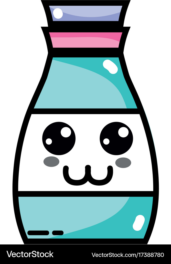 Kawaii cute happy beverage bottle Royalty Free Vector Image