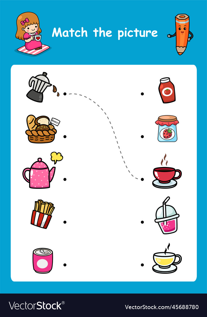 Match the picture education game for children Vector Image