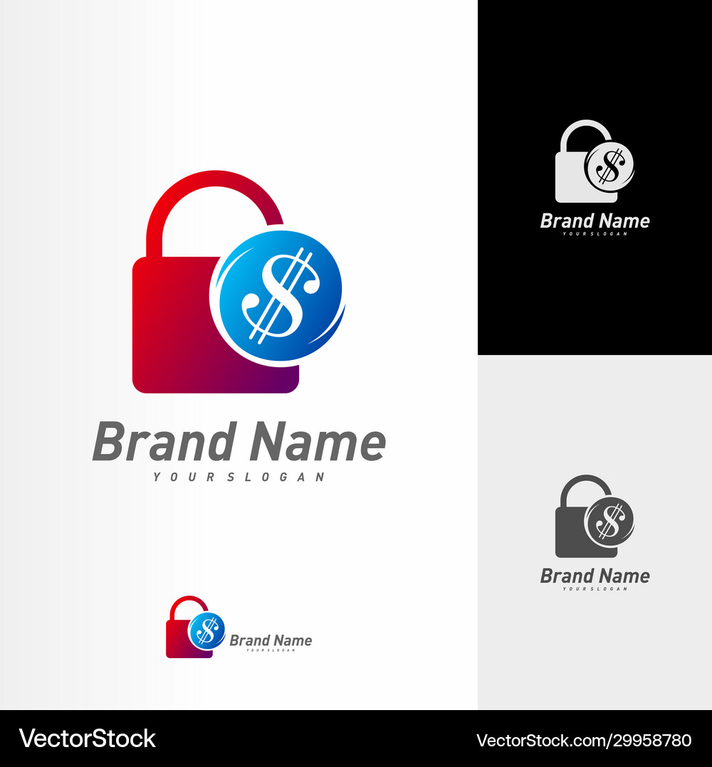 Money lock logo template lock with logo Royalty Free Vector