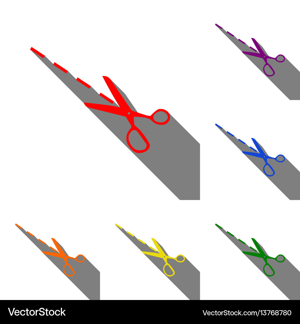 Scissors sign set of red orange Royalty Free Vector Image