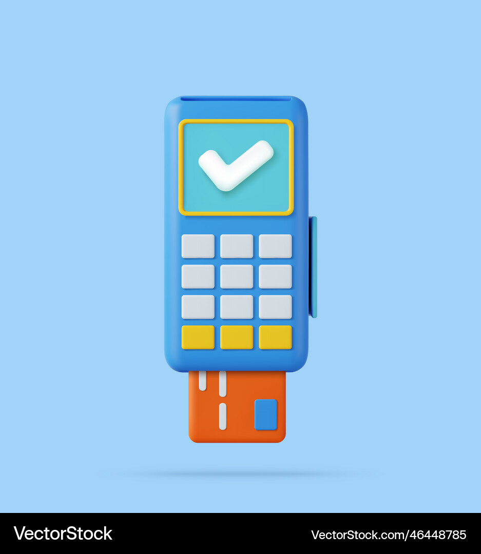 3d pos terminal with credit card Royalty Free Vector Image