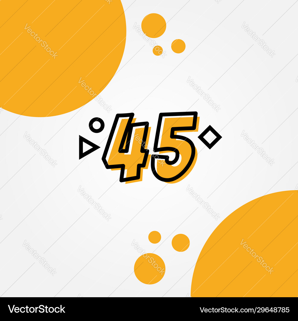45 yellow line anniversary numbers design Vector Image