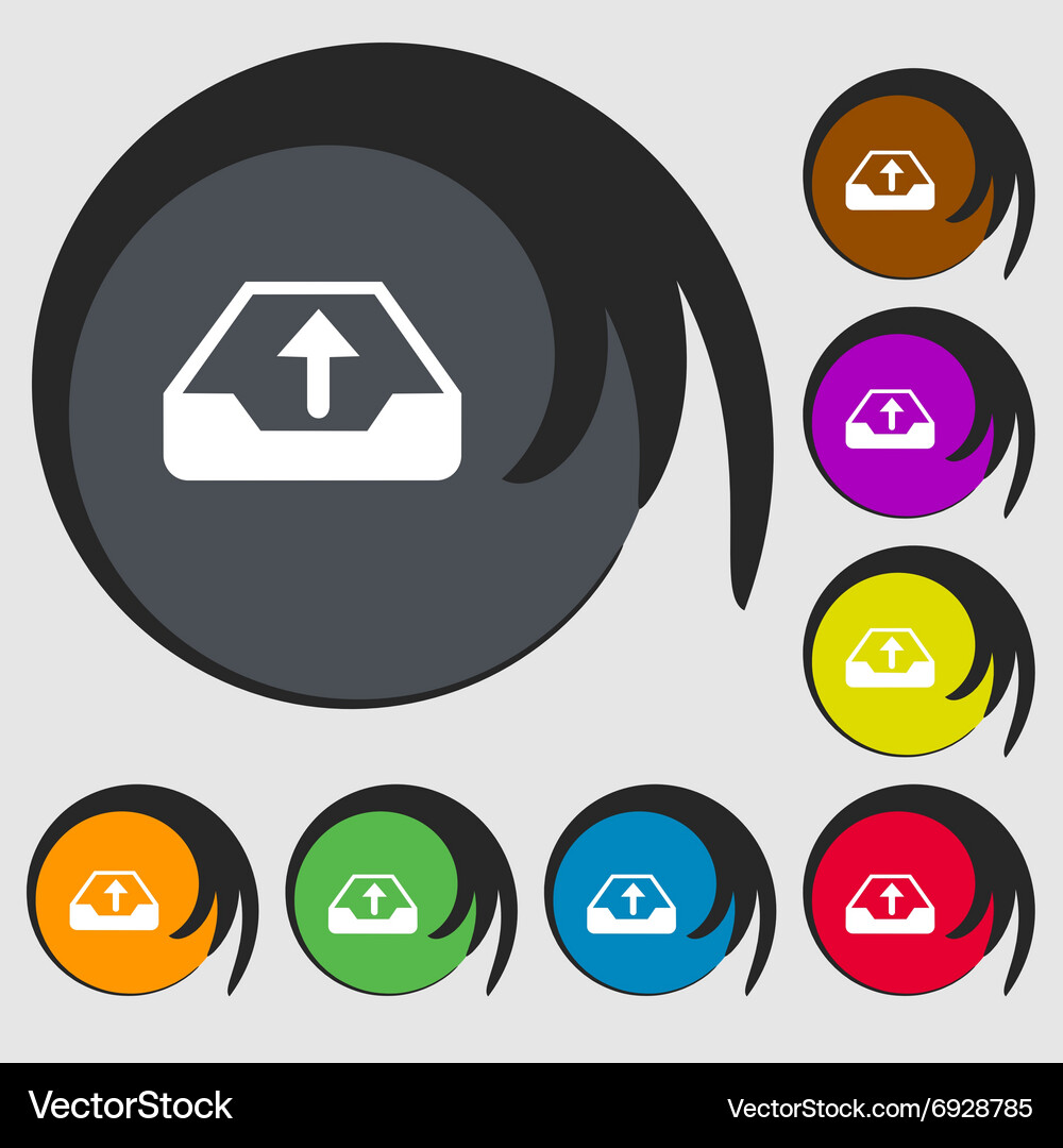 Backup icon symbols on eight colored buttons Vector Image