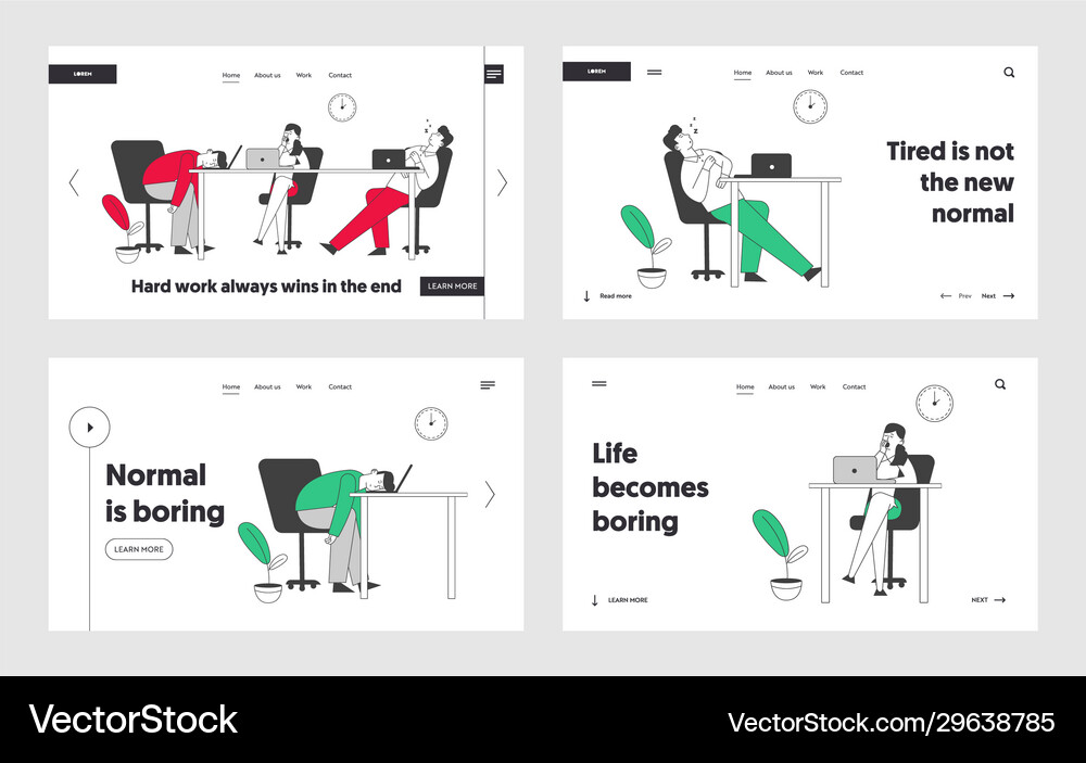 Boring office employees sleeping at desk Vector Image