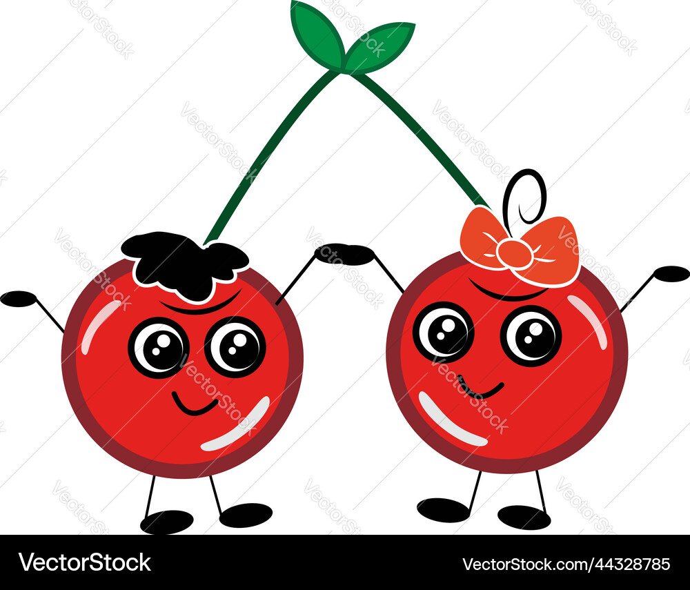 Cherries in good mood on a white background Vector Image