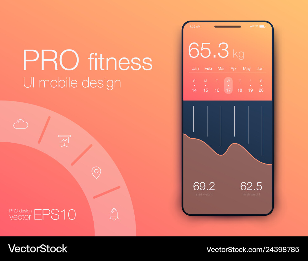Fitness app ui ux design concept Royalty Free Vector Image