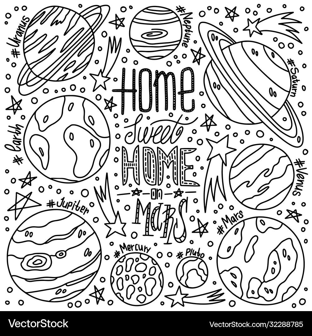 Hand drawn with cartoon solar Royalty Free Vector Image