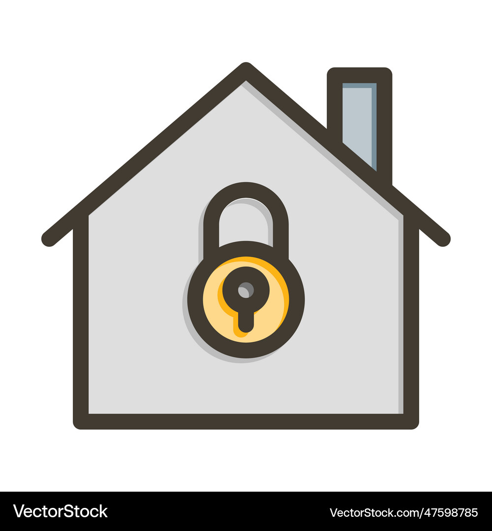 House lock thick line filled colors for personal Vector Image