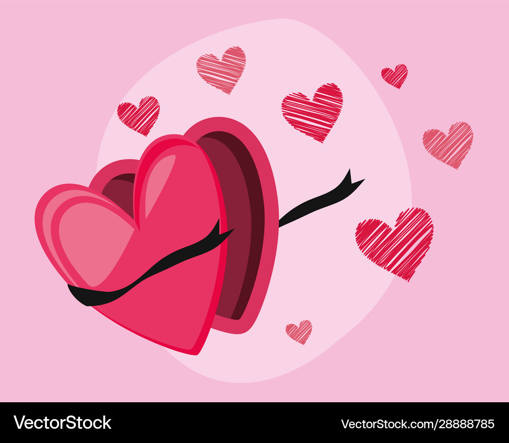 Love pink heart box design Royalty Free Vector Image