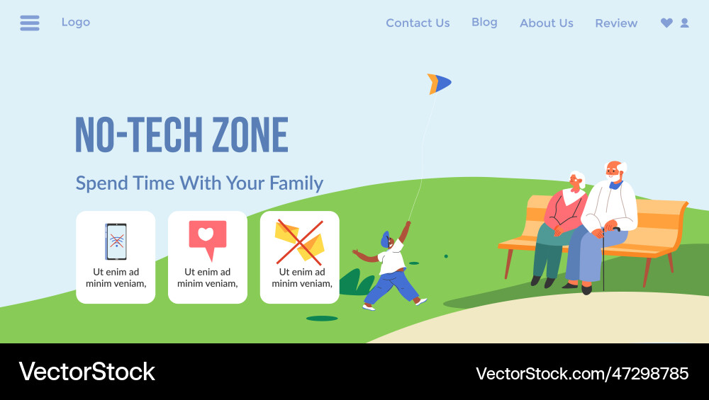 No tech zone spend time with your family web Vector Image