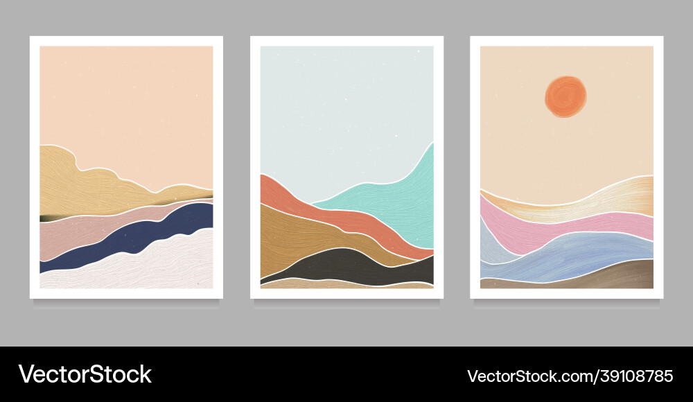 Set of creative minimalist hand painted mid Vector Image