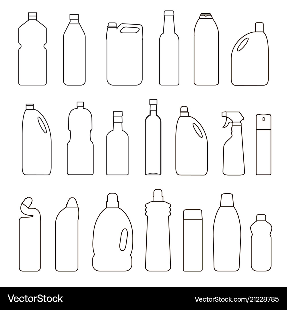 Set of outline bottles cans Royalty Free Vector Image