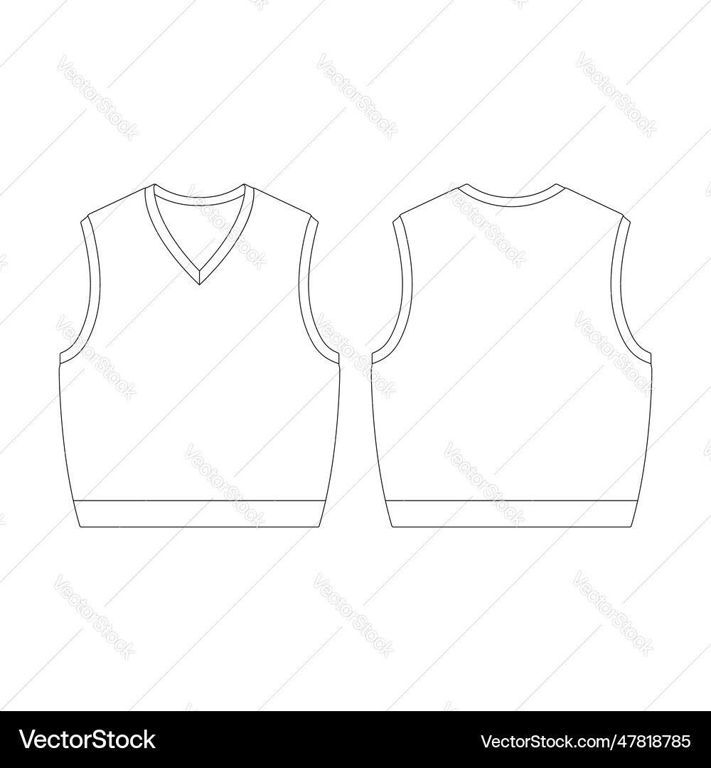 Template v-neck sweater vest flat sketch design Vector Image