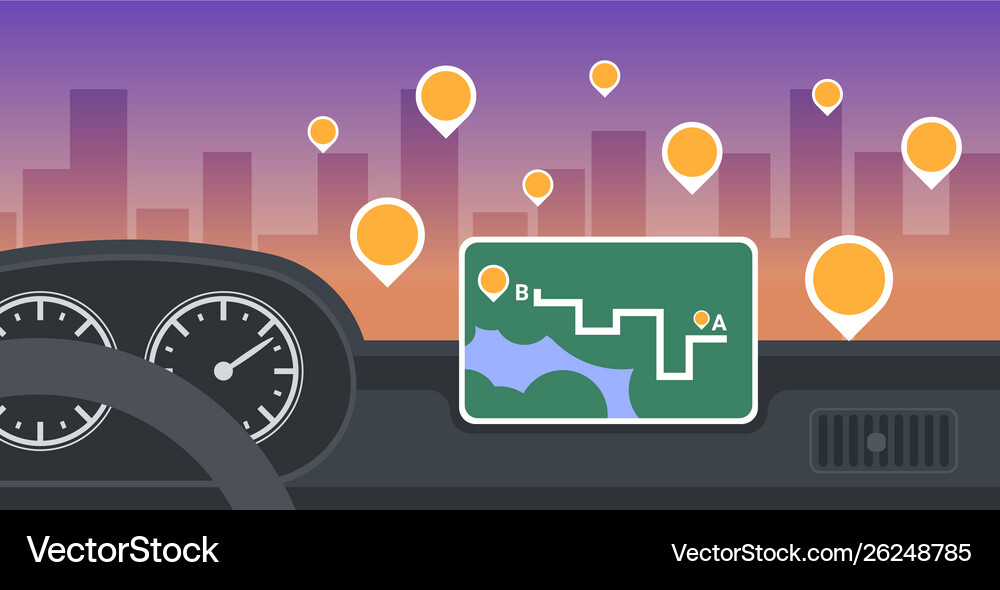 Vehicle cockpit with smart driving assistance Vector Image