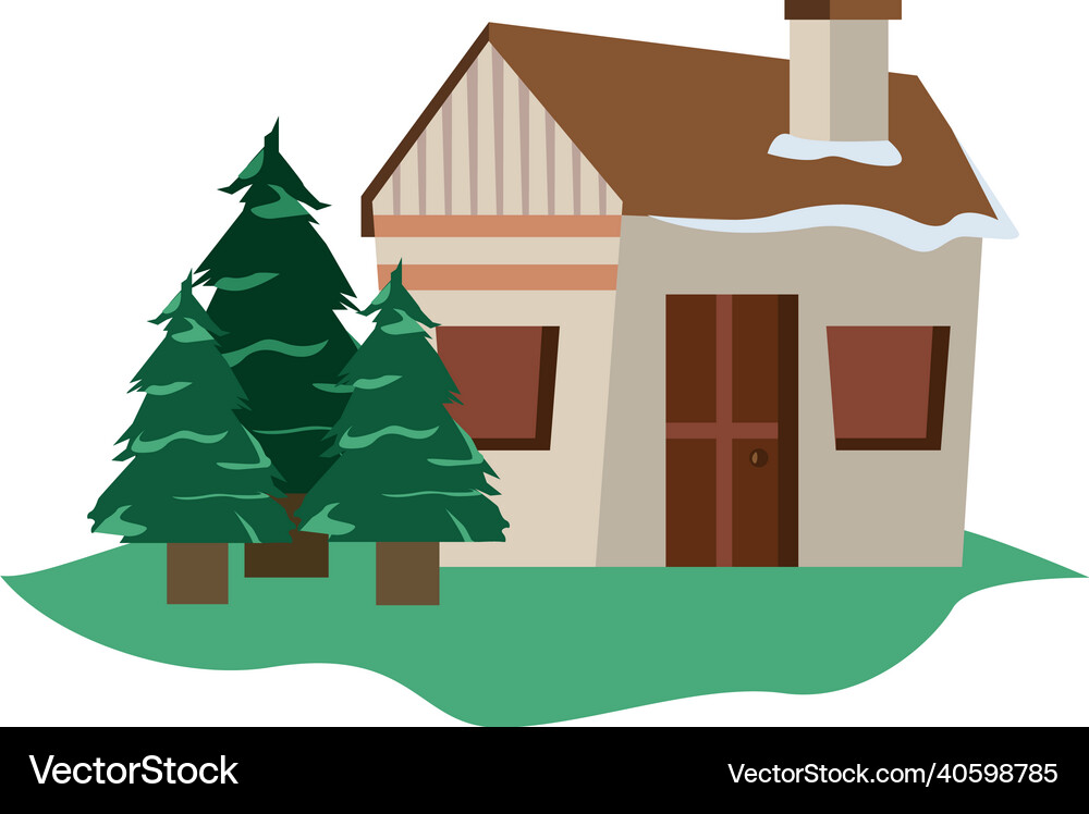 Wooden house with snow Royalty Free Vector Image