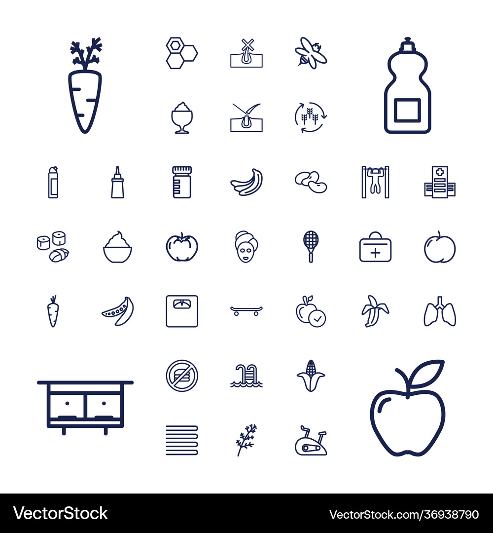 37 healthy icons Royalty Free Vector Image - VectorStock