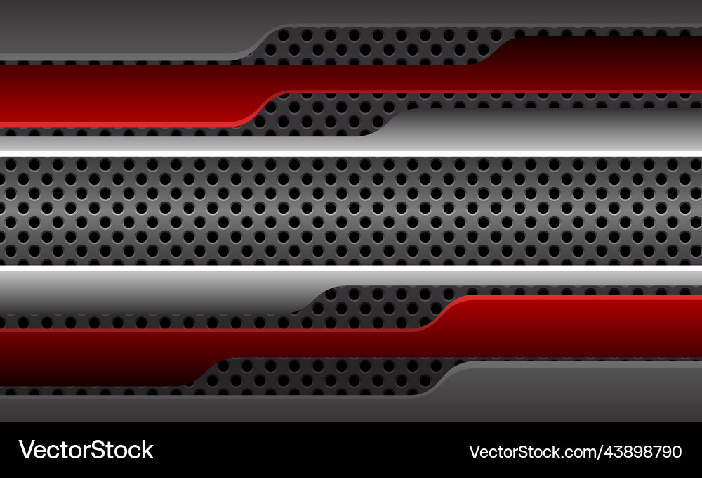 Abstract red white grey geometric on metallic Vector Image