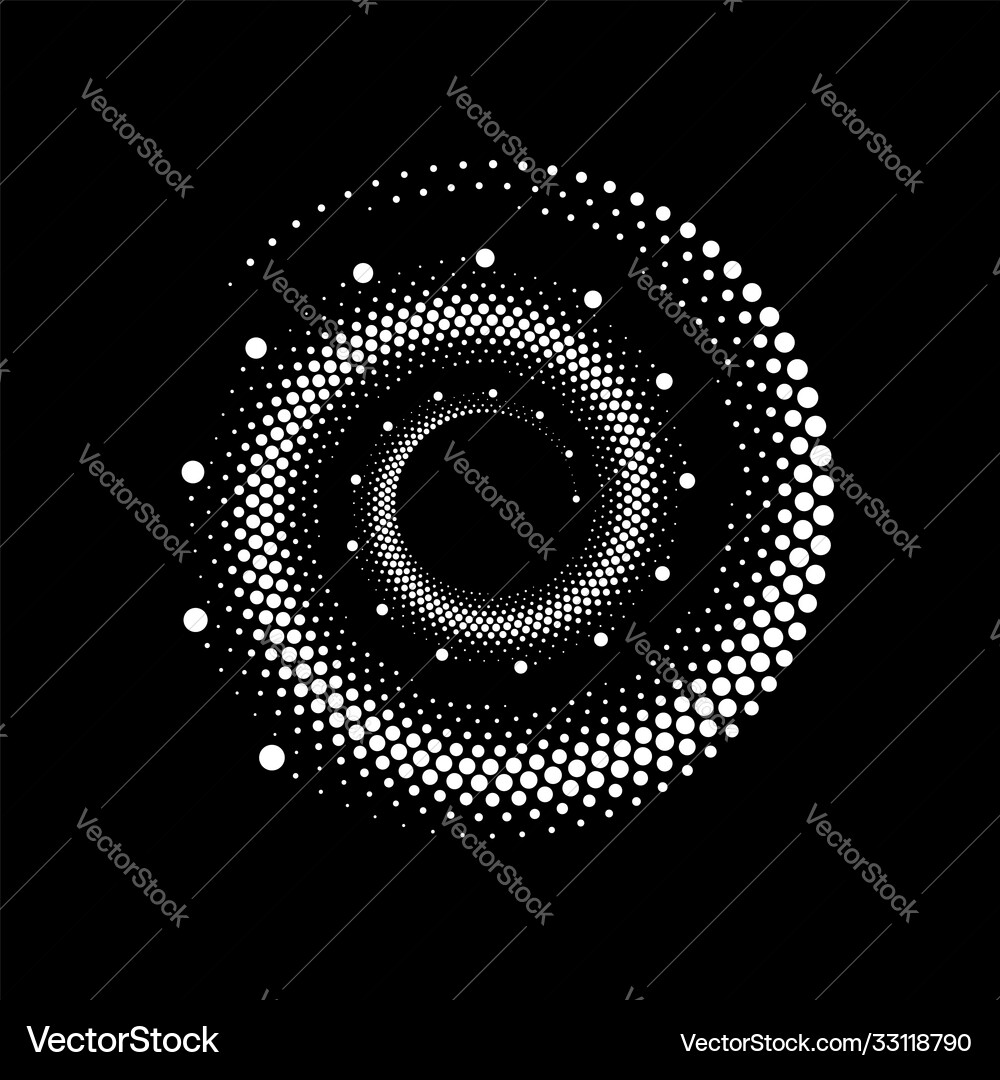 Abstract white halftone dots in spiral form Vector Image