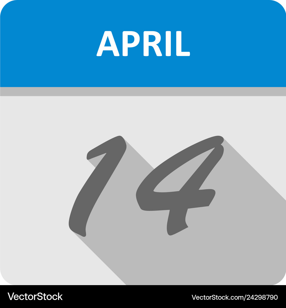 April 14th date on a single day calendar Vector Image