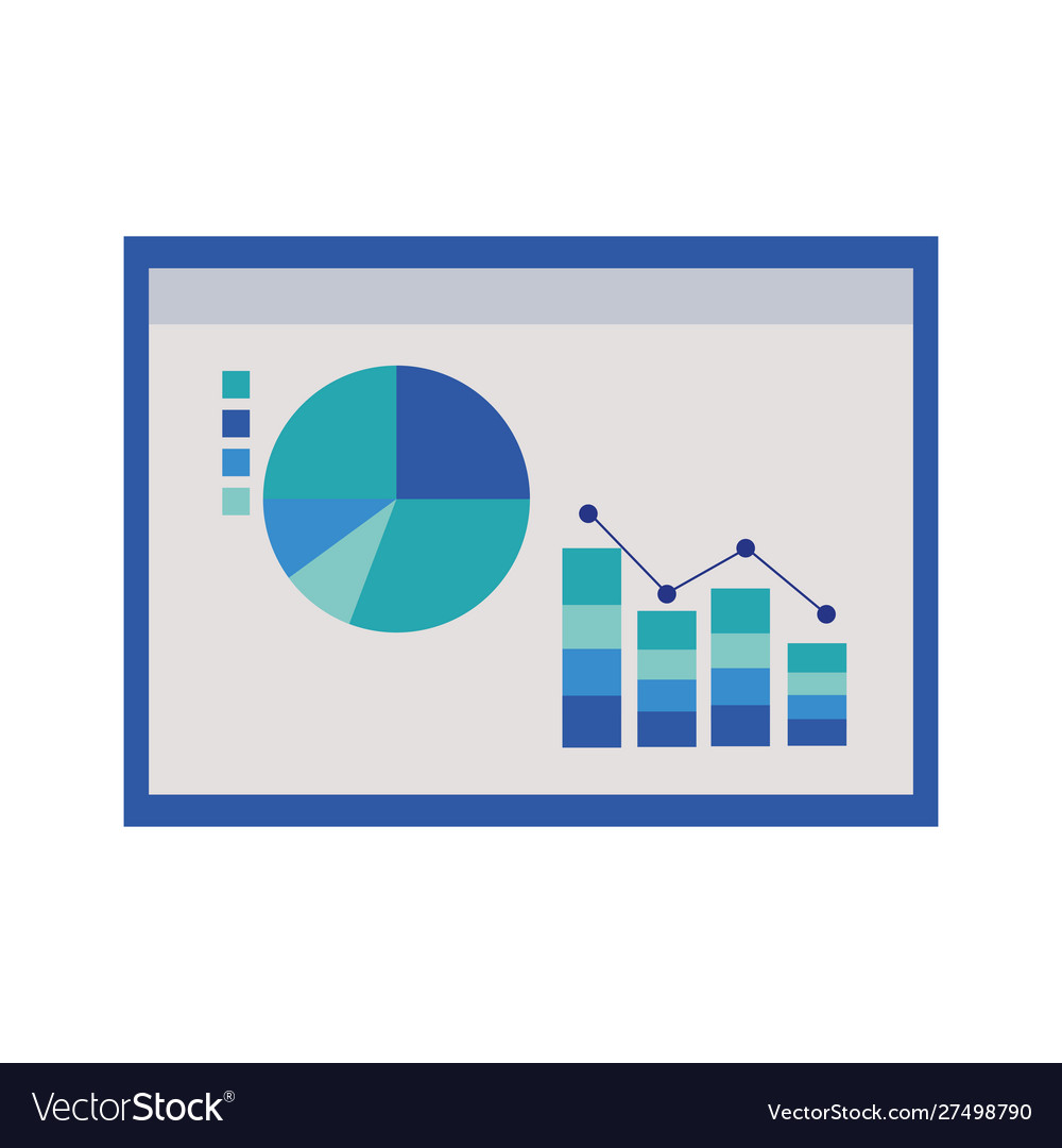 Chart statistical graphs icon flat design Vector Image