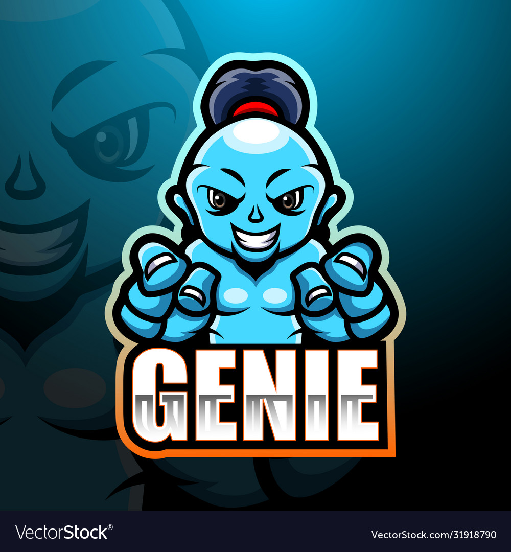 Genie mascot esport logo design Royalty Free Vector Image