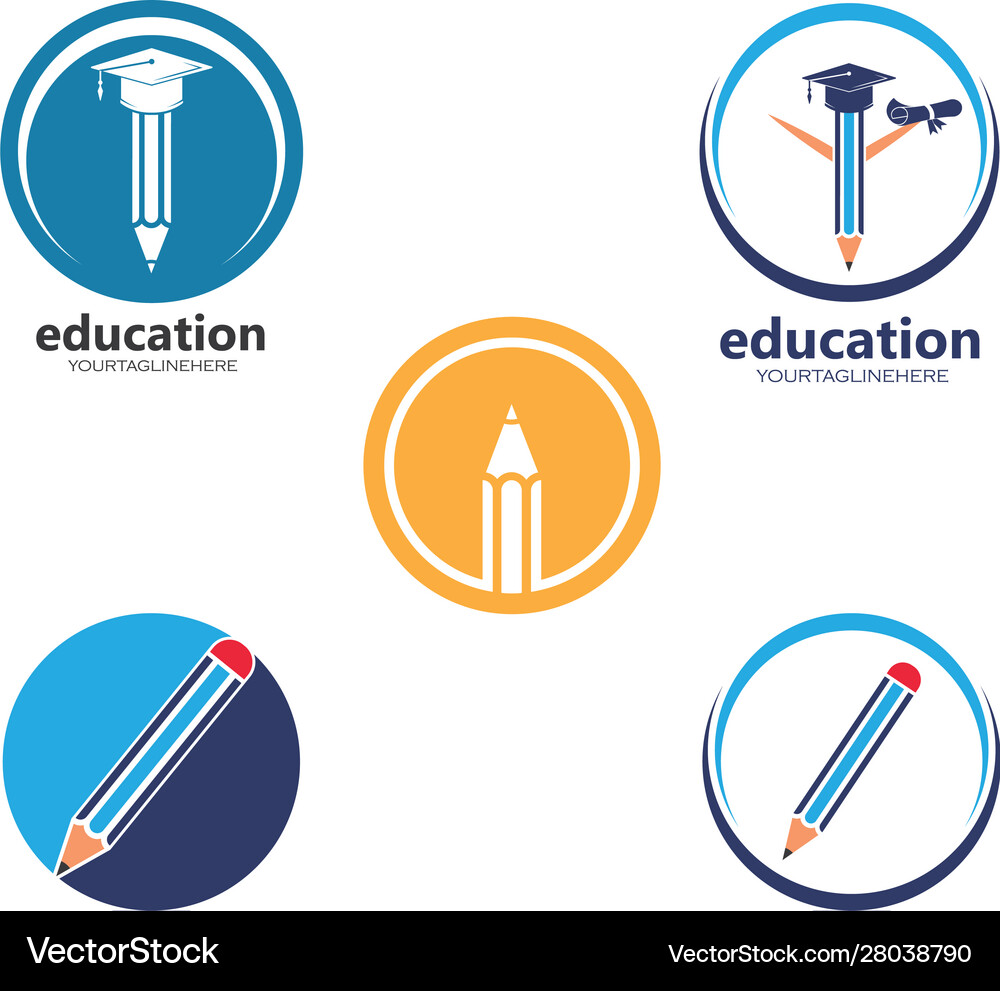 Pencil icon and logo education Royalty Free Vector Image