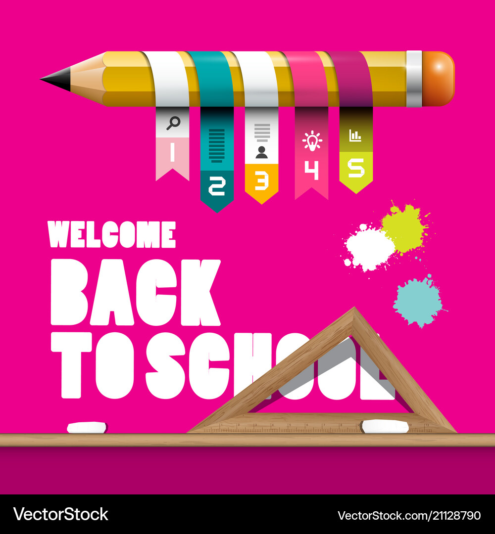 Pink Back to School Infographic Royalty Free Vector Image