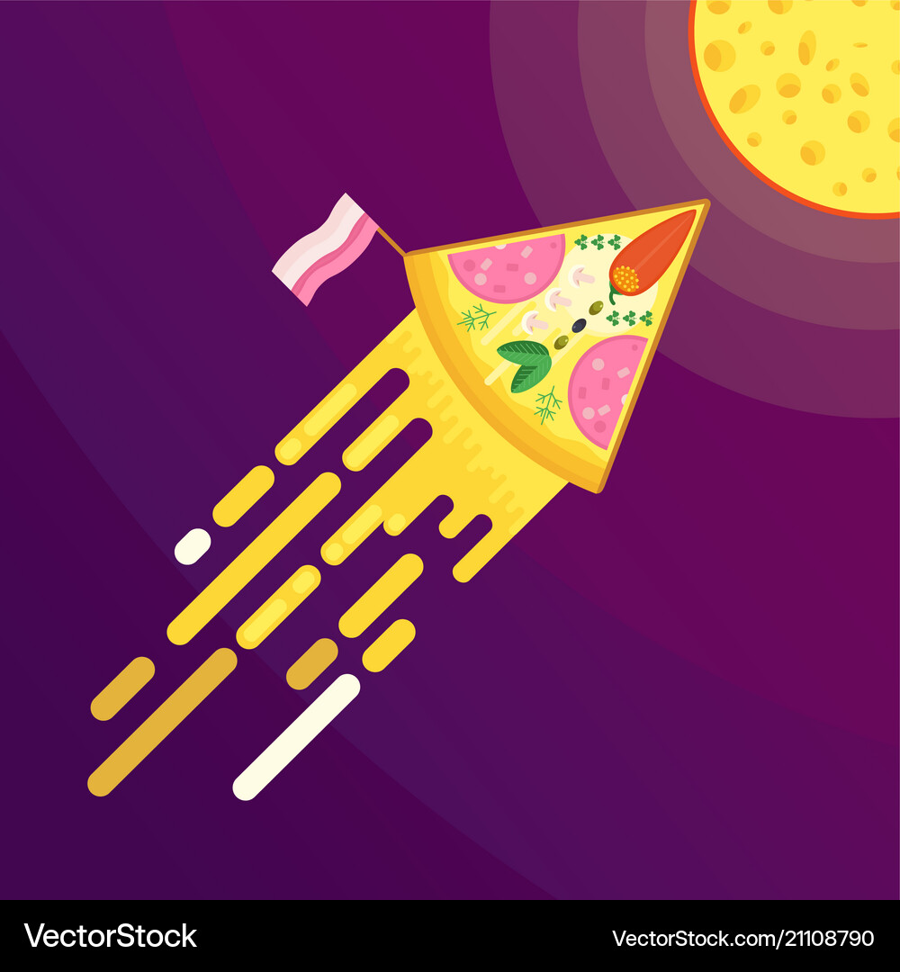 Pizza and cheese moon Royalty Free Vector Image