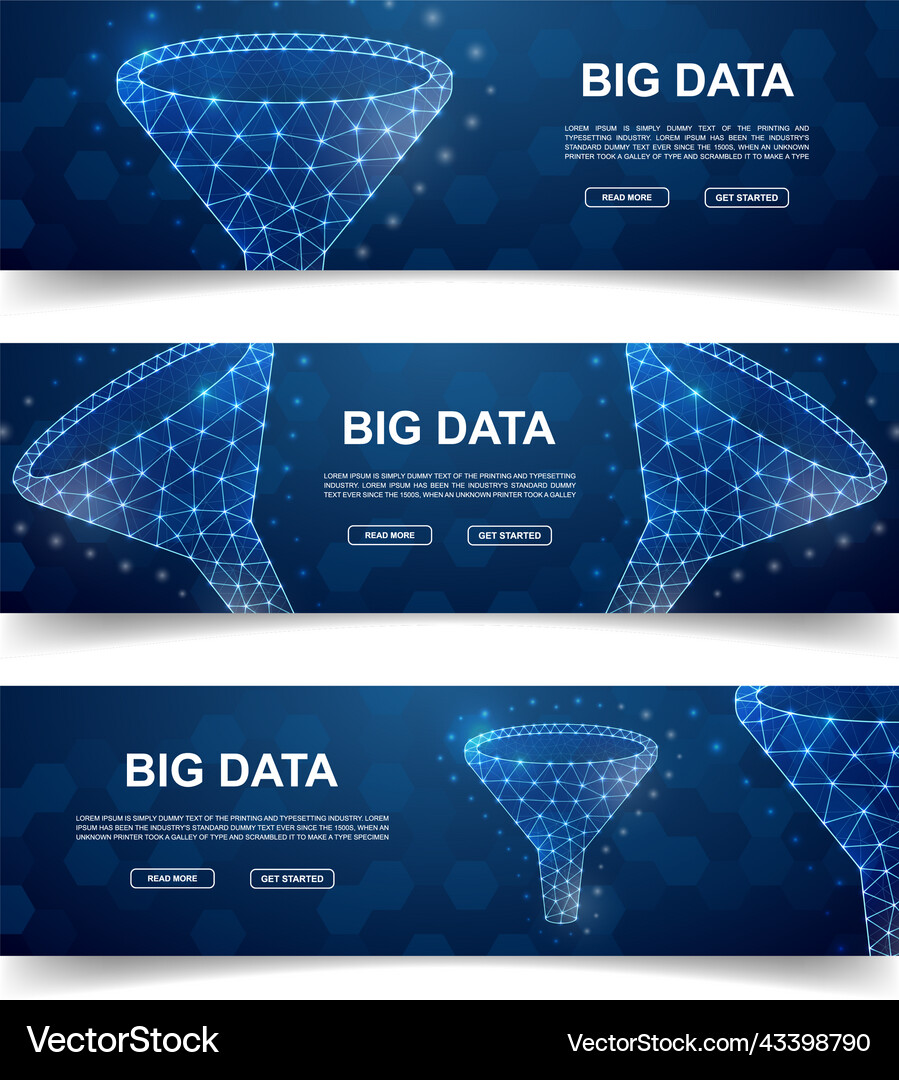Set of three funnel horizontal banners Royalty Free Vector