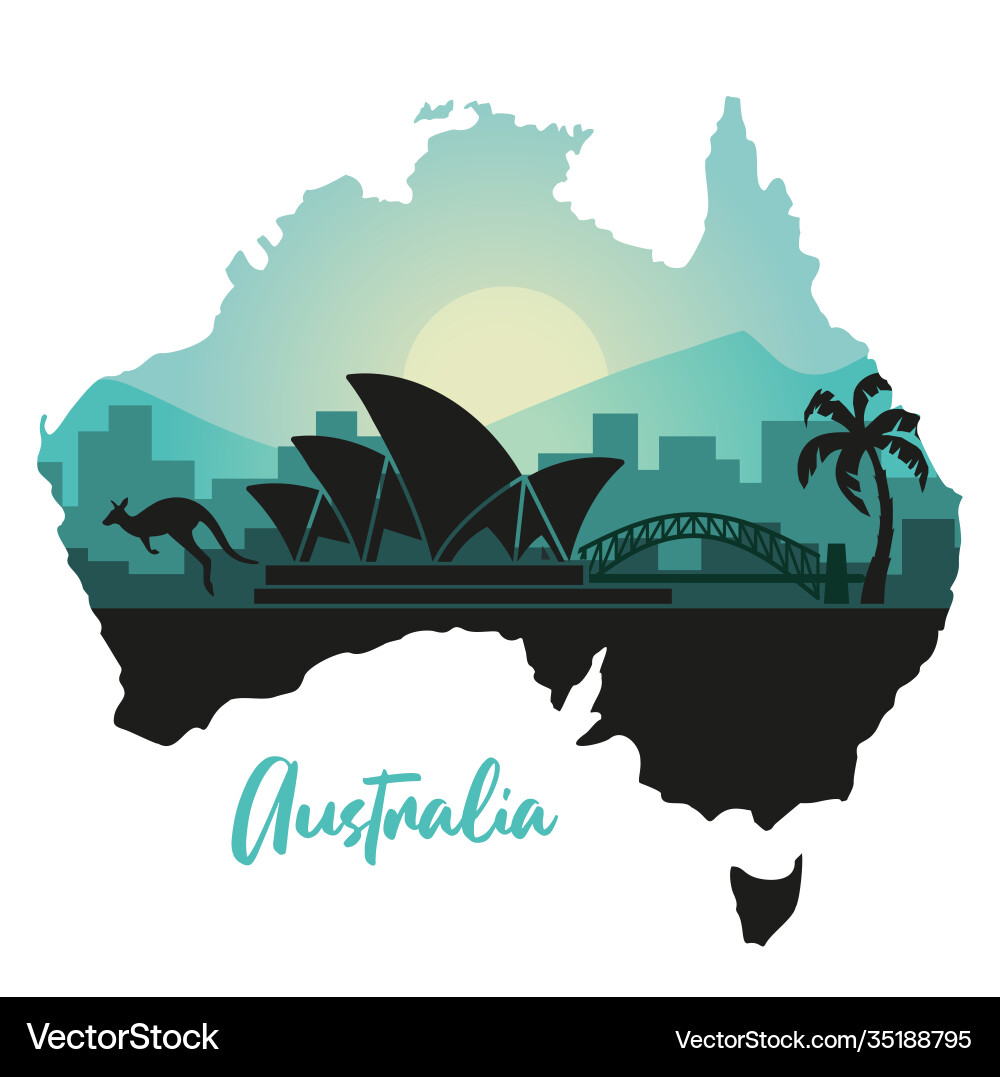 Abstract landscape australia at sunset Royalty Free Vector