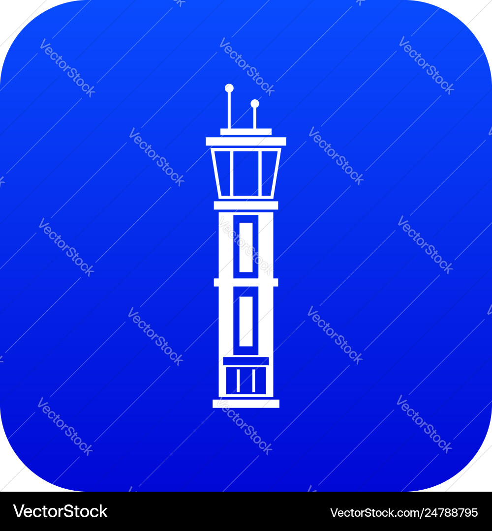 Airport control tower icon digital blue Royalty Free Vector