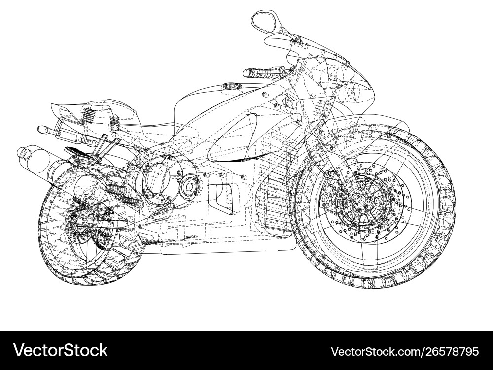 Blueprint sport bike eps10 format created Vector Image