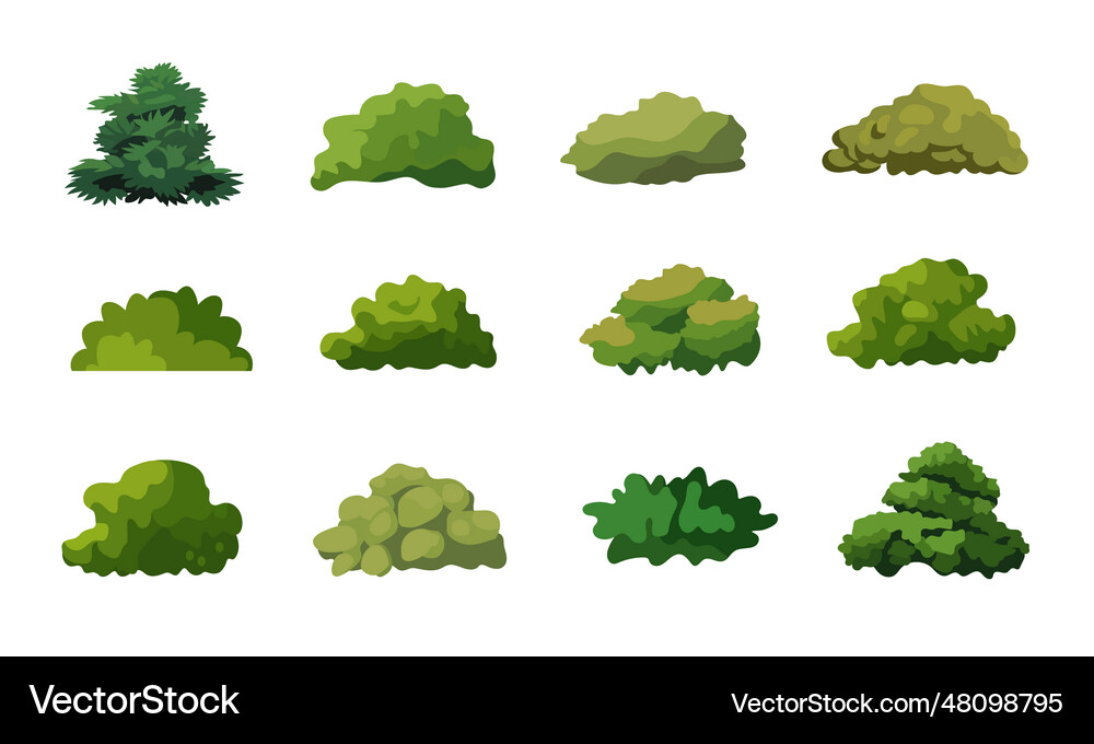 Bush set collection of bush Royalty Free Vector Image