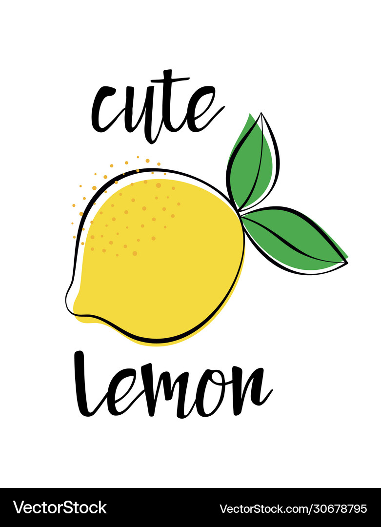 Card with cute lemon isolated on white Royalty Free Vector