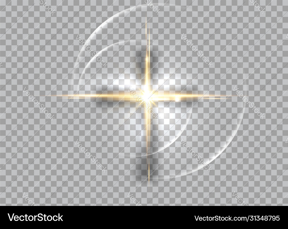 Cross light shiny with golden frame sign Vector Image