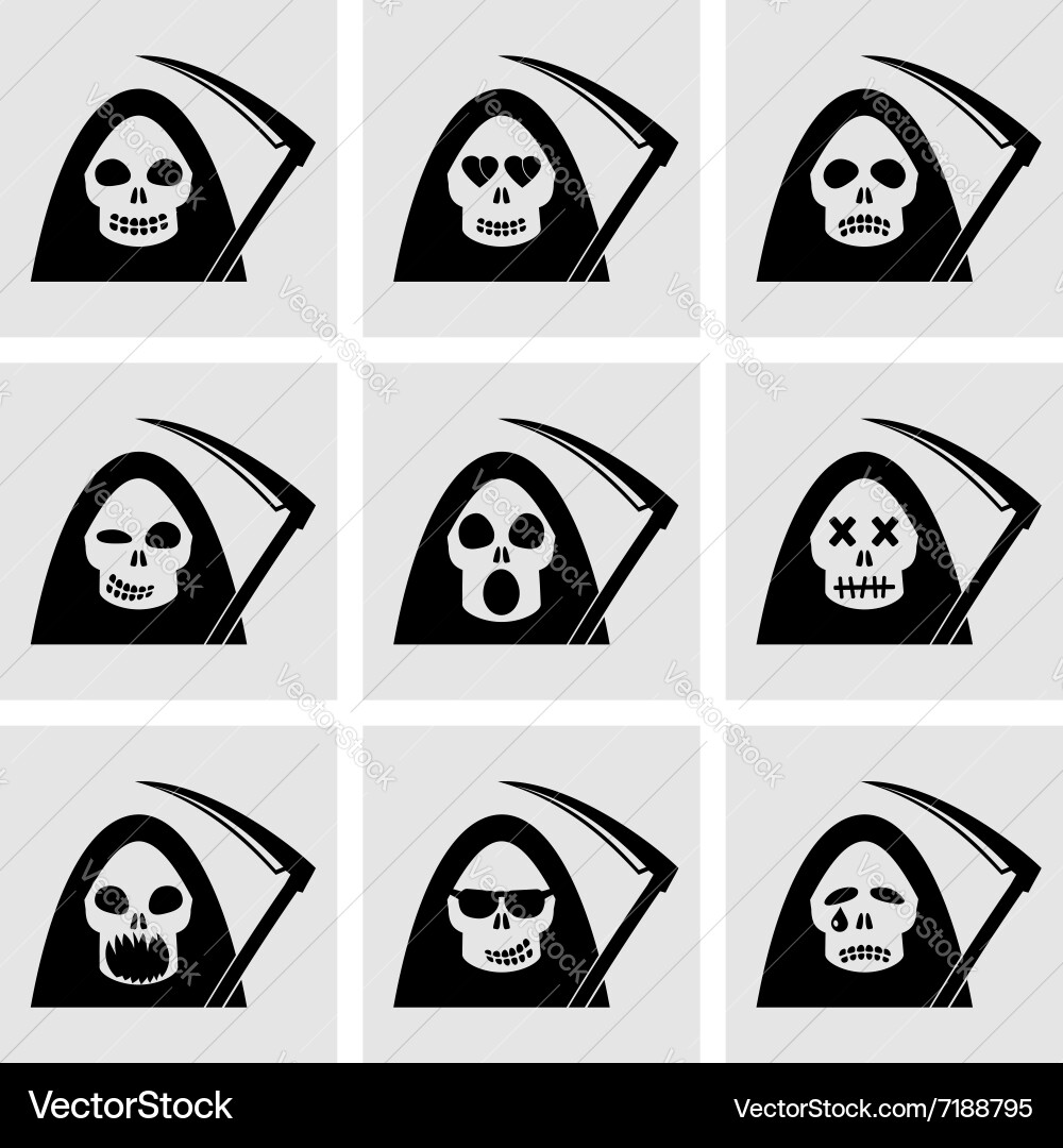 Death emoticon icons Royalty Free Vector Image