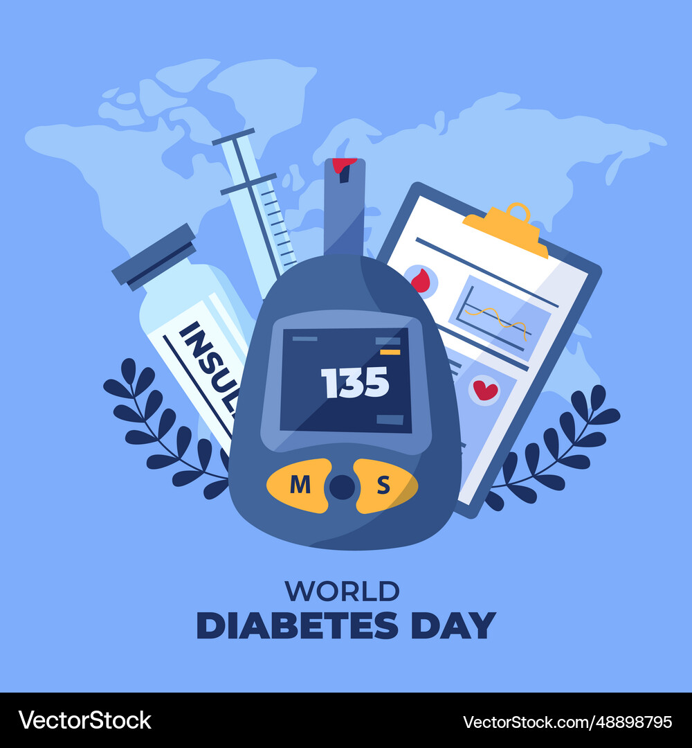 Flat world diabetes day awareness isolated Vector Image