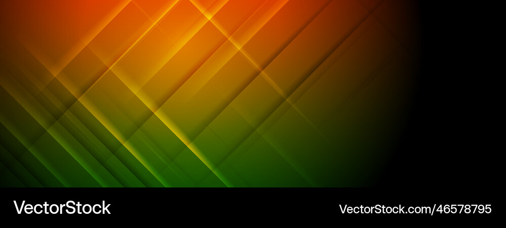 Green orange geometric abstract glowing lines Vector Image