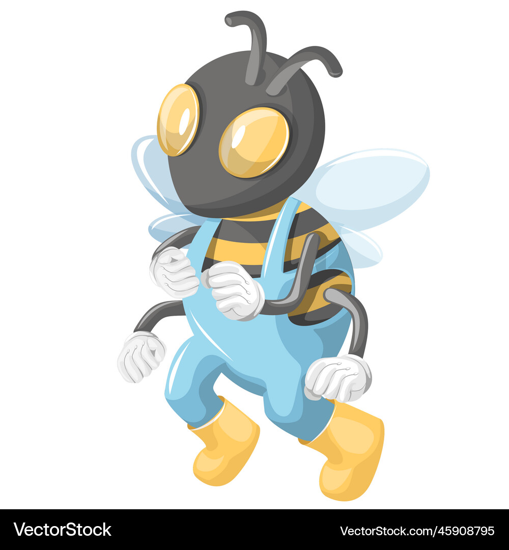 Image of a worker bee in overalls ready Royalty Free Vector
