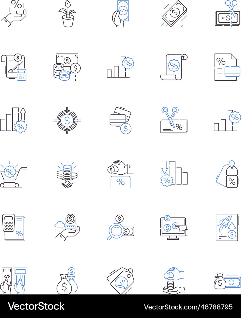 Income generation line icons collection Royalty Free Vector