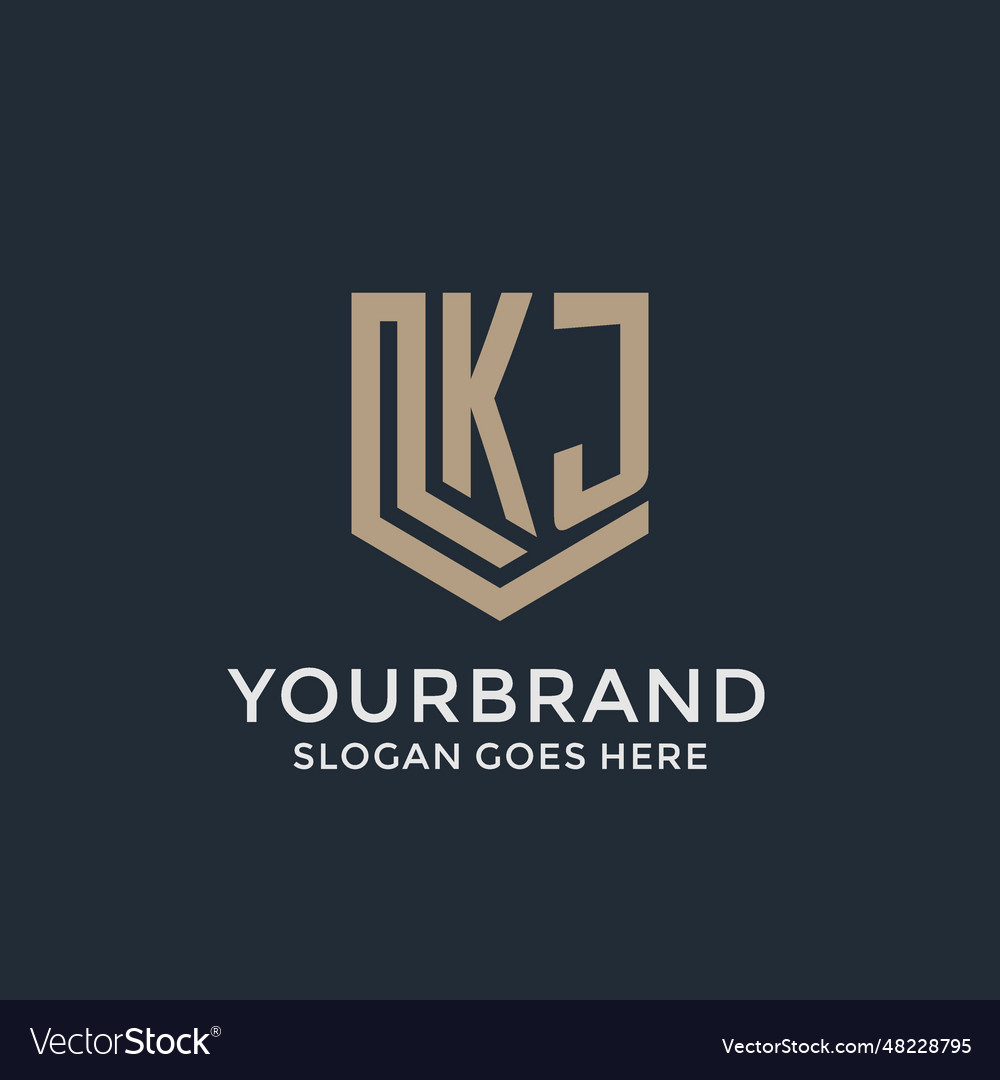 Initial kj logo shield guard shapes logo idea Vector Image