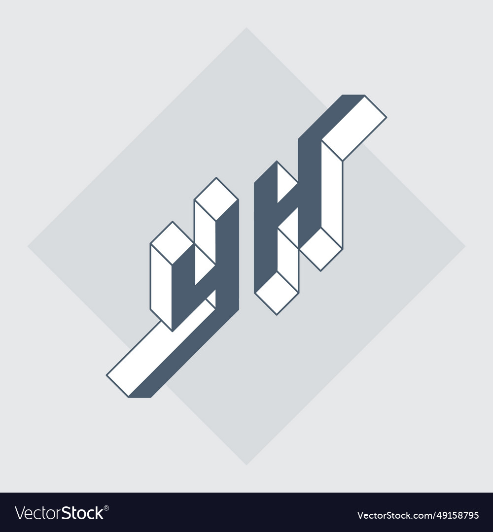 Isometric 3d font for design yh - monogram Vector Image