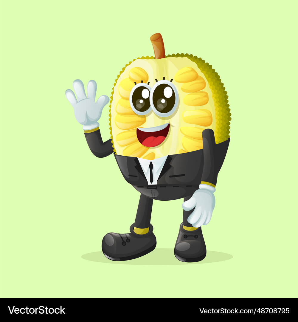 Jackfruit character as a businessman waving hand Vector Image