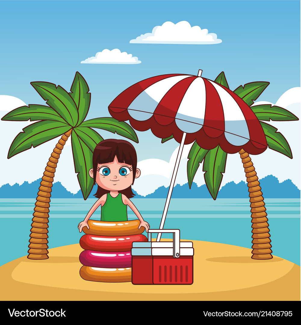 Kid and beach cute cartoons Royalty Free Vector Image