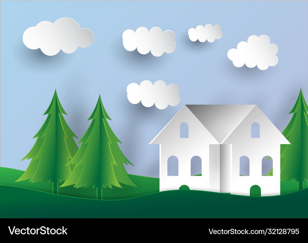 Paper art cartoon abstract waves for background Vector Image